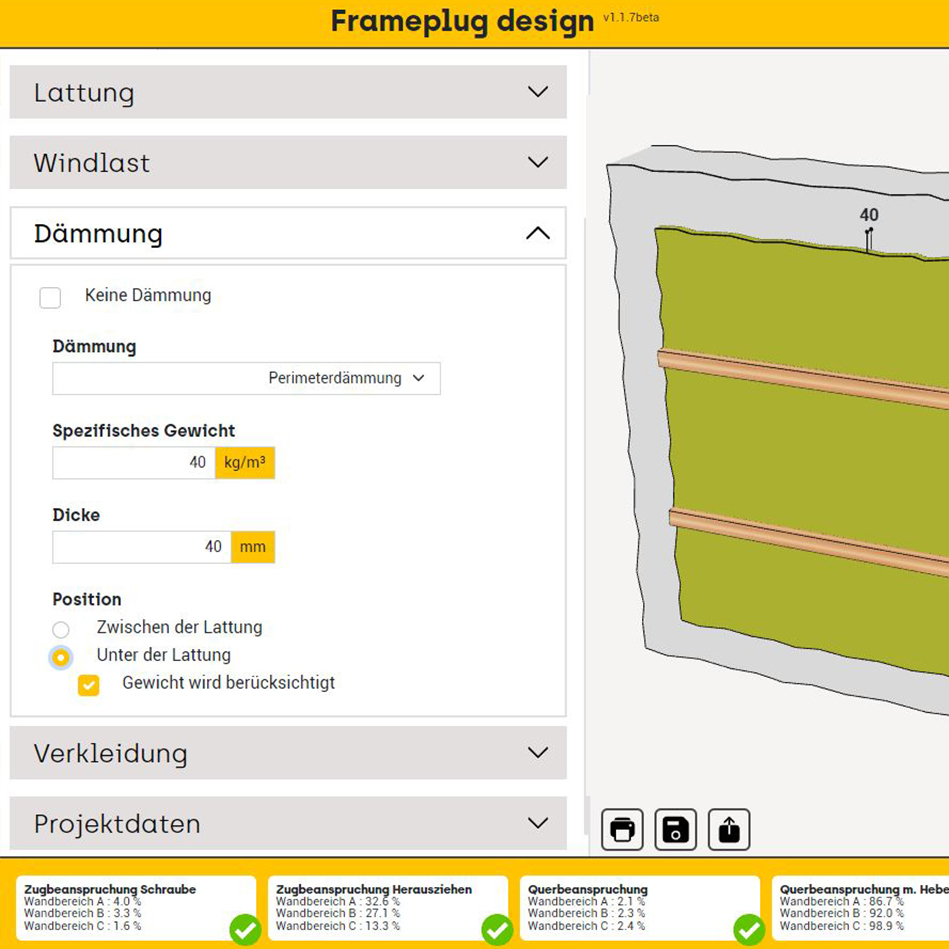 MFR-Rahmendübel Software für Fassadenkonstruktion